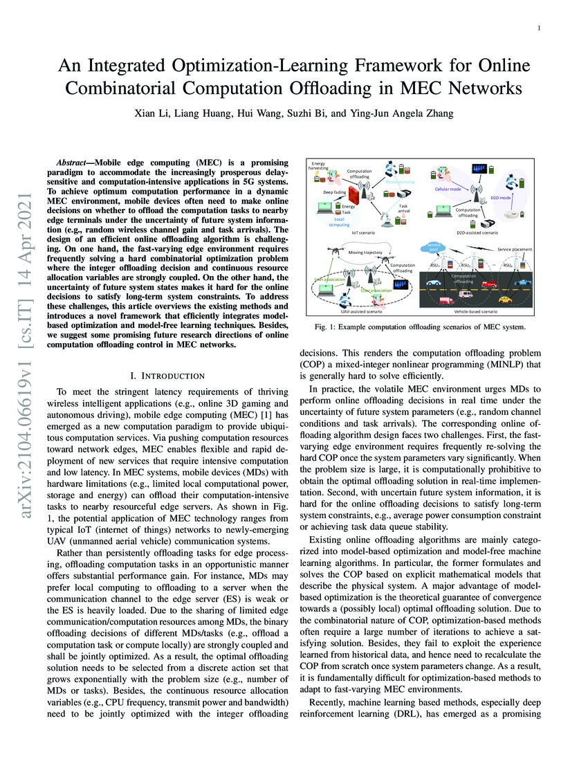 An Integrated Optimization Learning Framework For Online Combinatorial Computation Offloading In