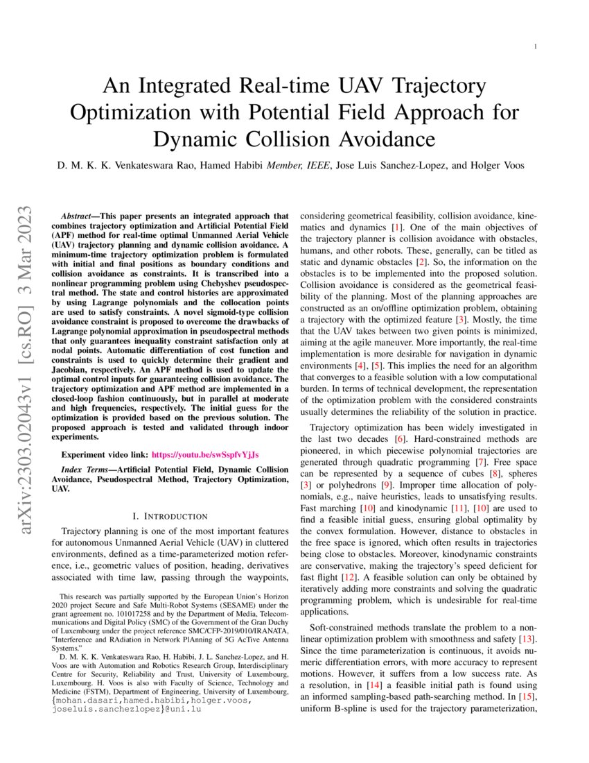 An Integrated Real Time Uav Trajectory Optimization With Potential