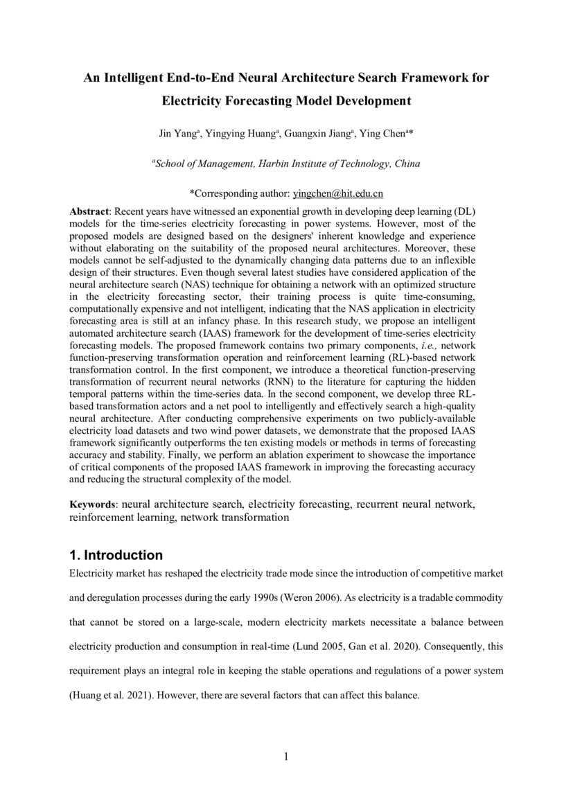 An Intelligent End To End Neural Architecture Search Framework For