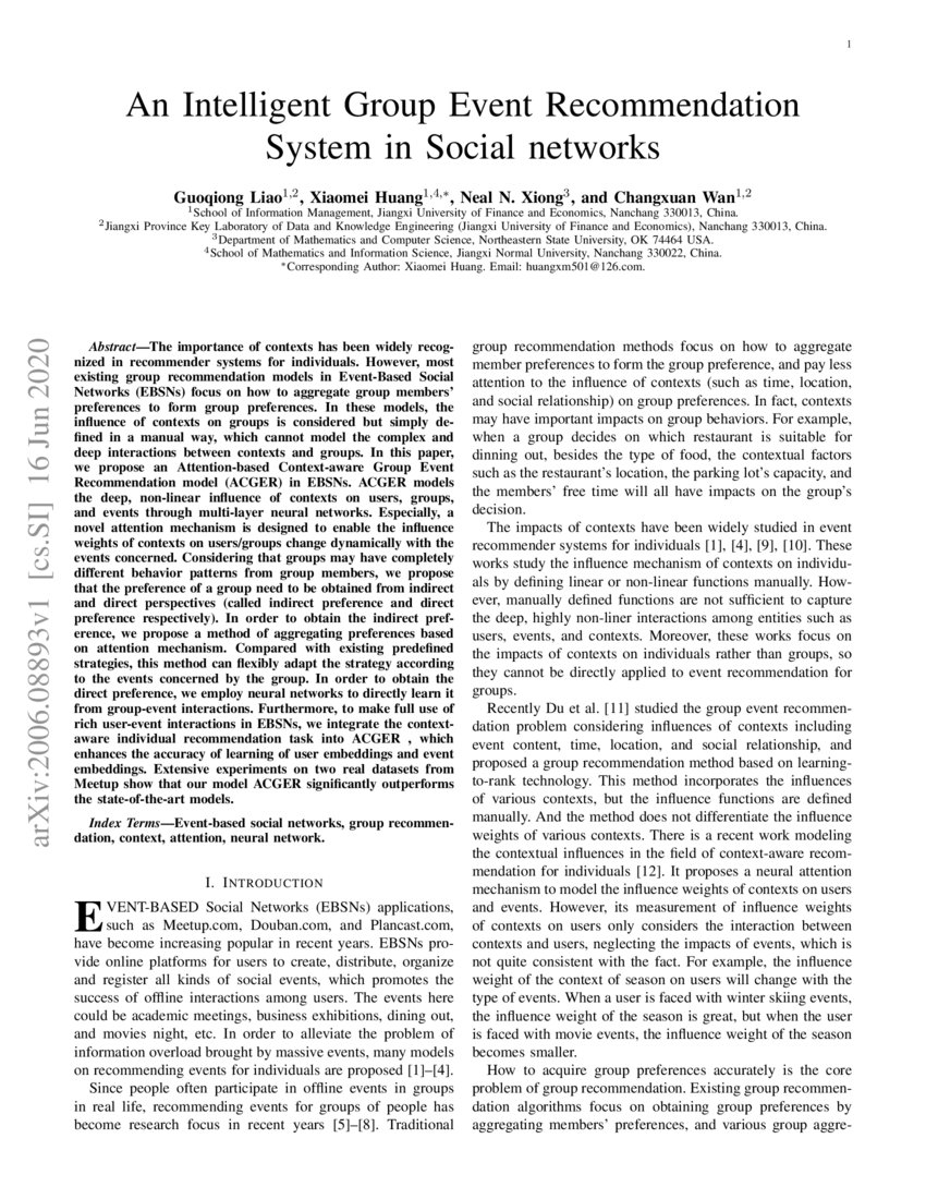 An Intelligent Group Event Recommendation System In Social Networks