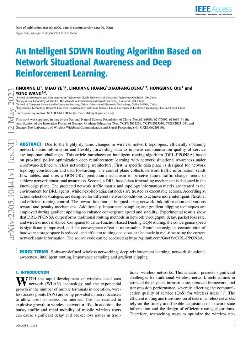 An Intelligent Sdwn Routing Algorithm Based On Network Situational