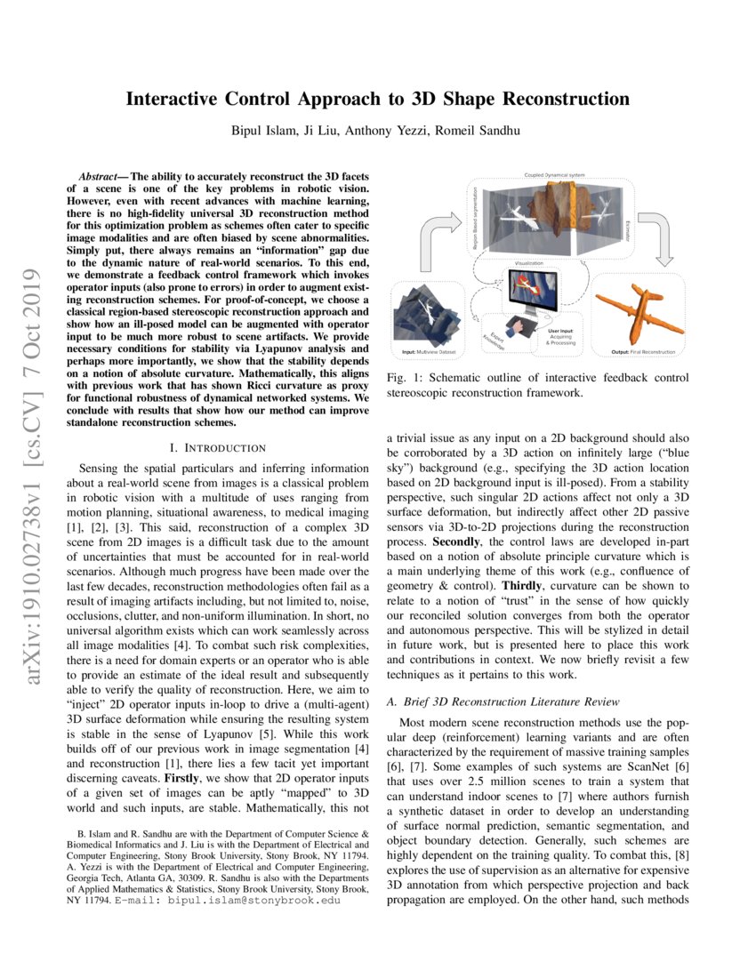 An Interactive Control Approach to 3D Shape Reconstruction | DeepAI