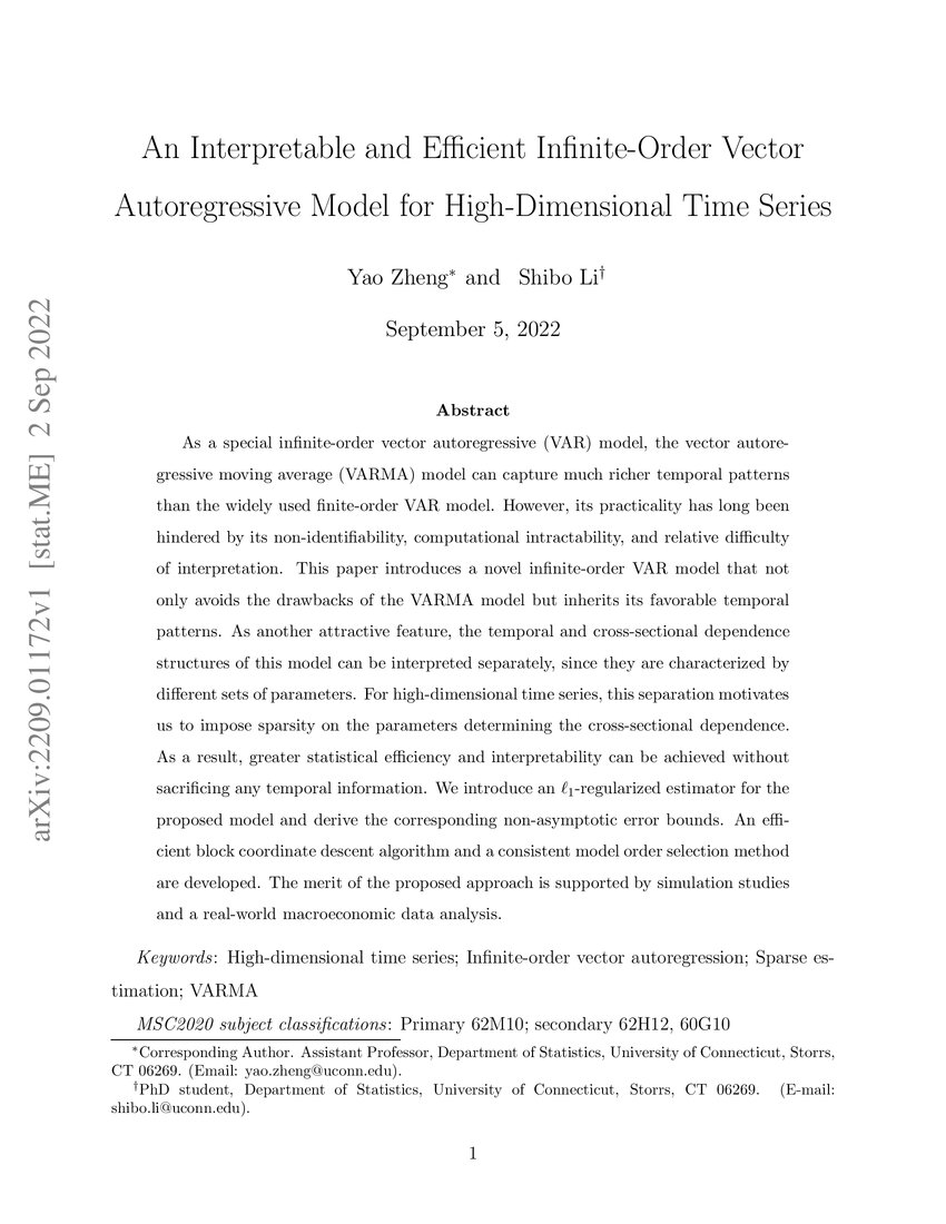 An Interpretable And Efficient Infinite Order Vector Autoregressive