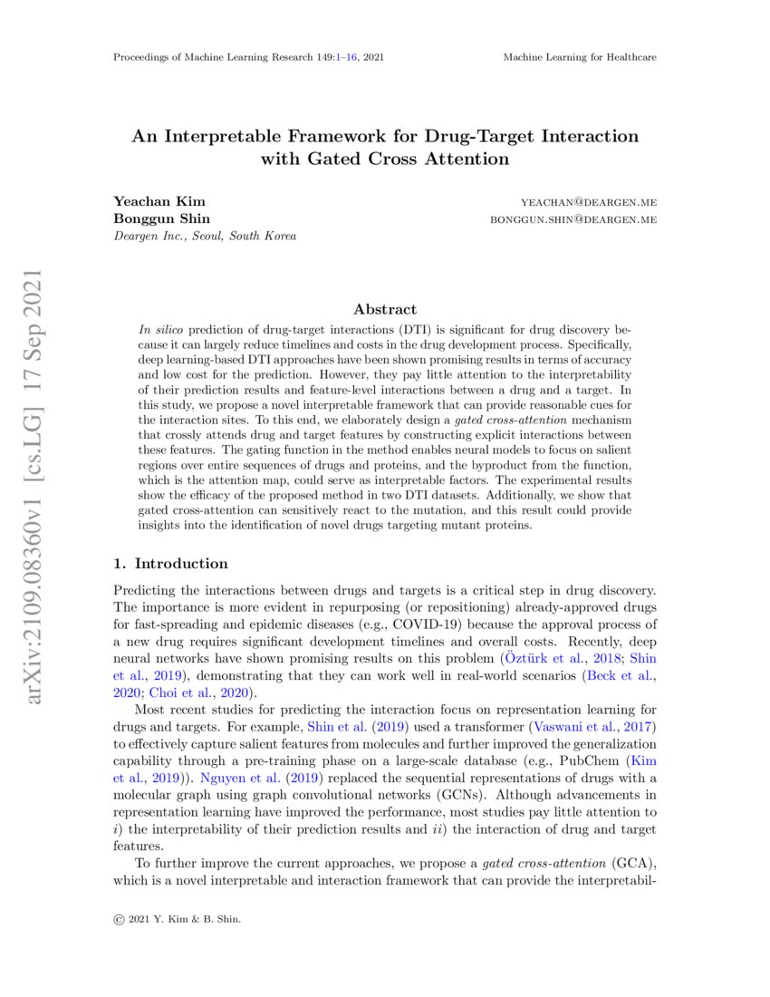 An Interpretable Framework For Drug Target Interaction With Gated Cross