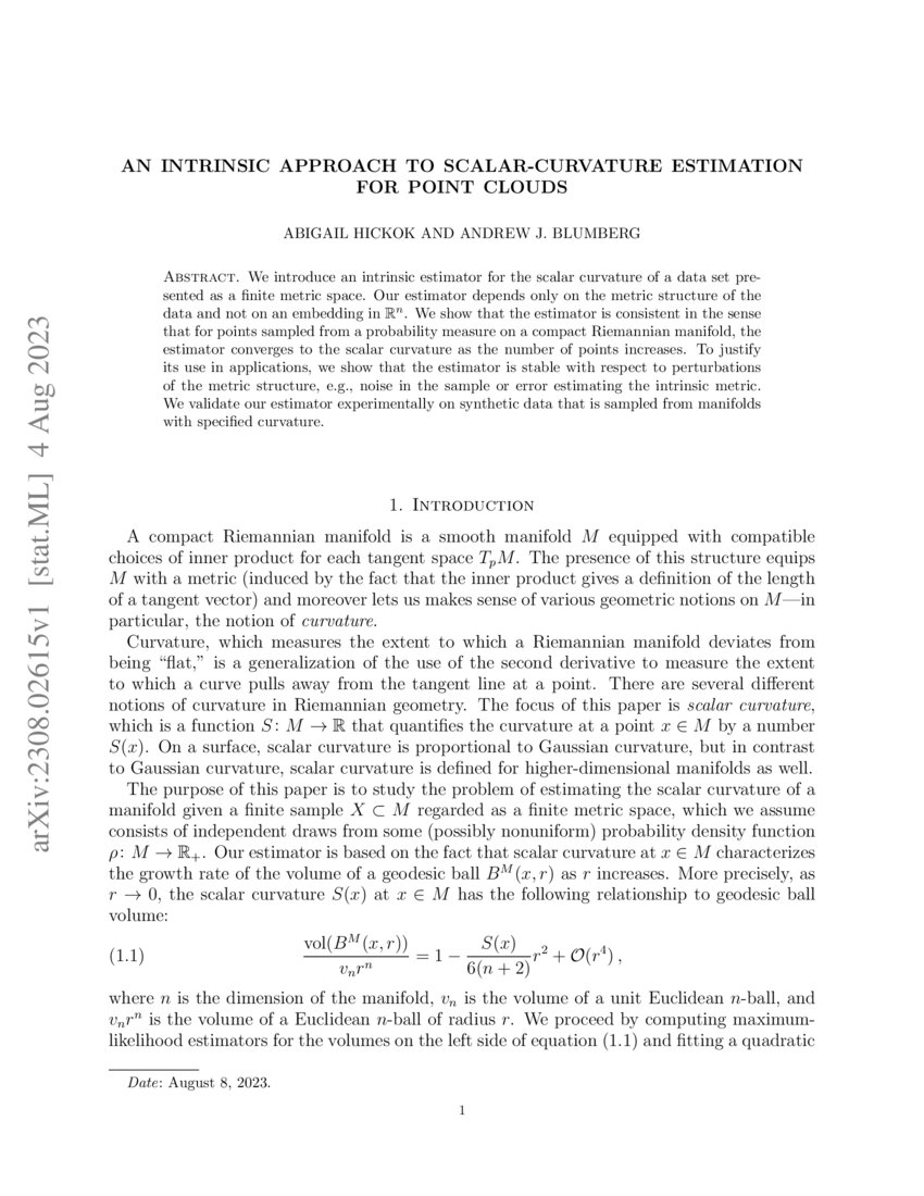 An Intrinsic Approach To Scalar Curvature Estimation For Point Clouds