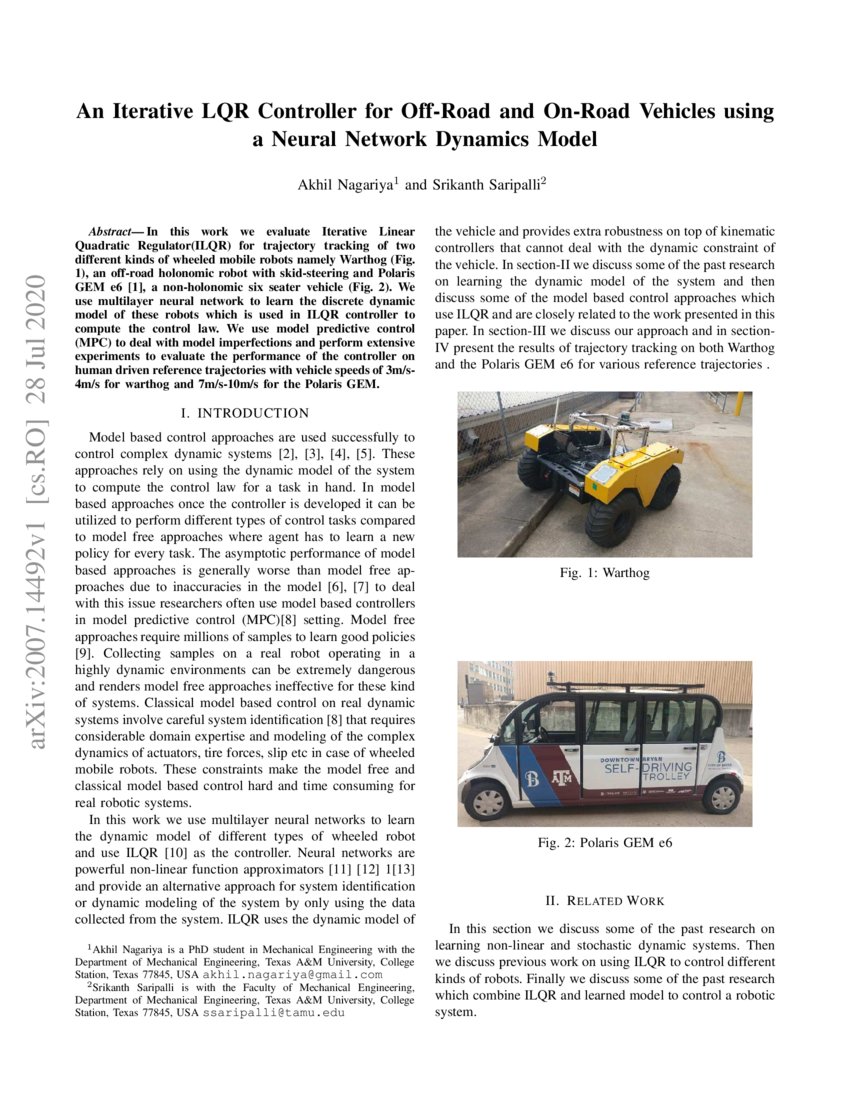 An Iterative LQR Controller for Off-Road and On-Road Vehicles using a ...