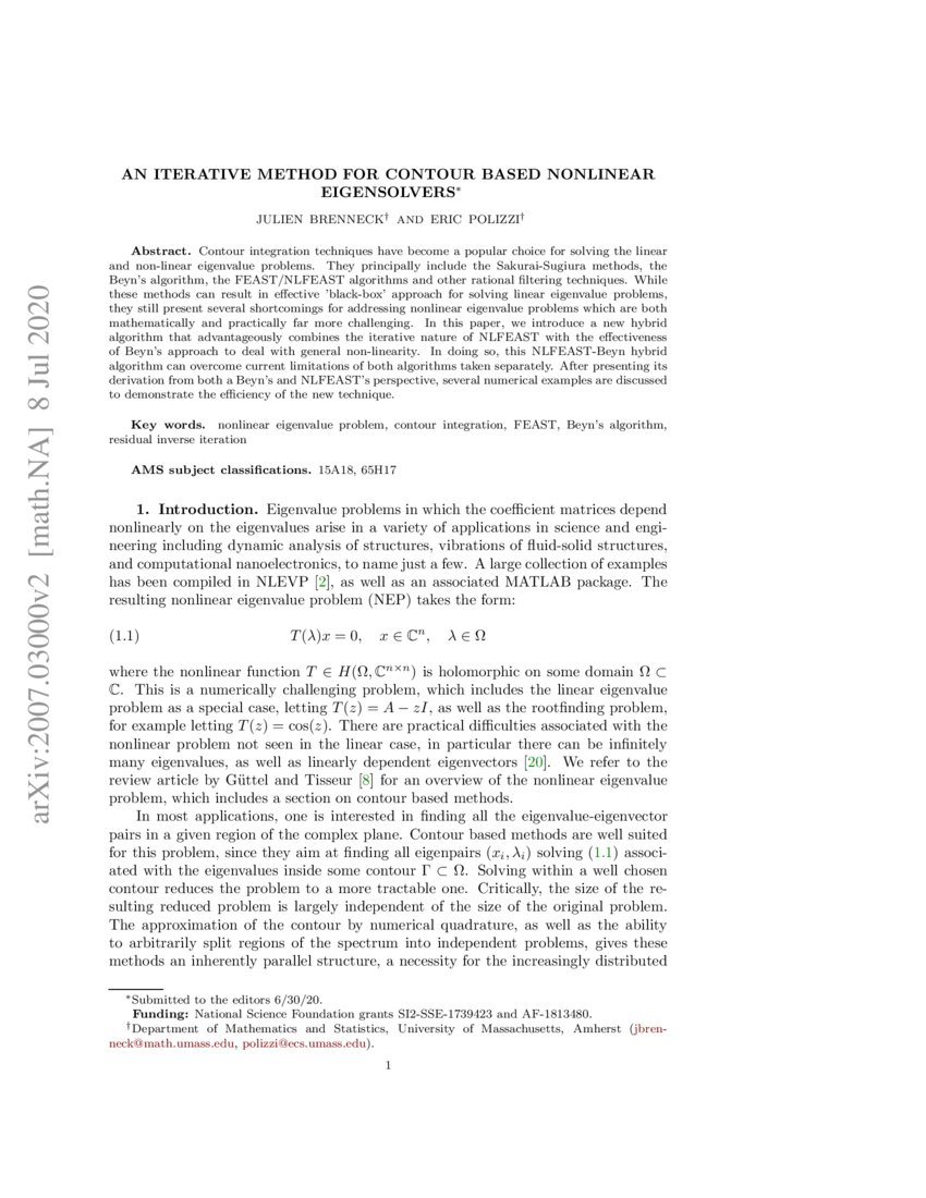 An Iterative Method for Contour-Based Nonlinear Eigensolvers | DeepAI