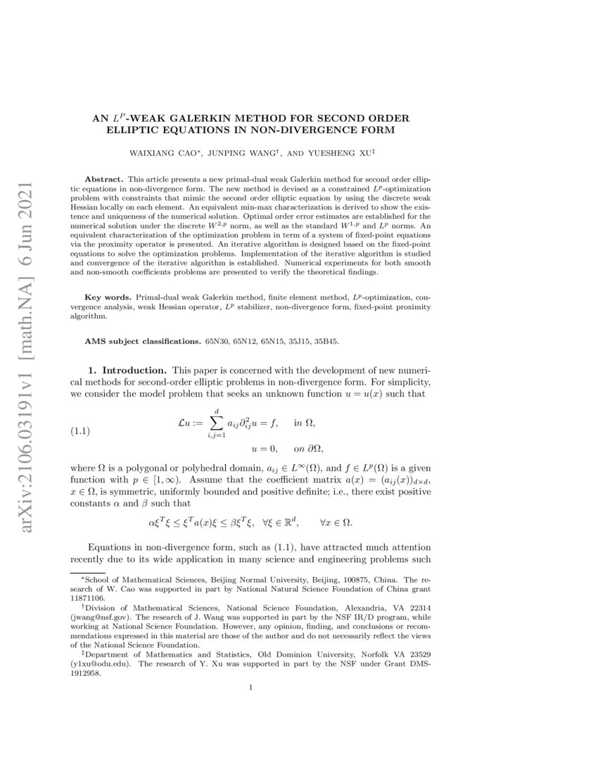 An Lp Weak Galerkin Method For Second Order Elliptic Equations In Non Divergence Form Deepai