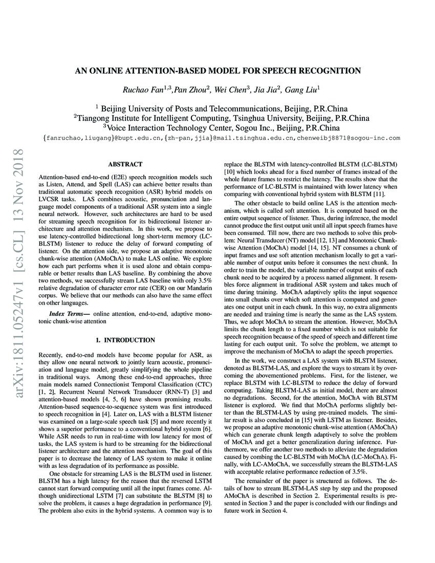 An Online Attention-based Model for Speech Recognition | DeepAI