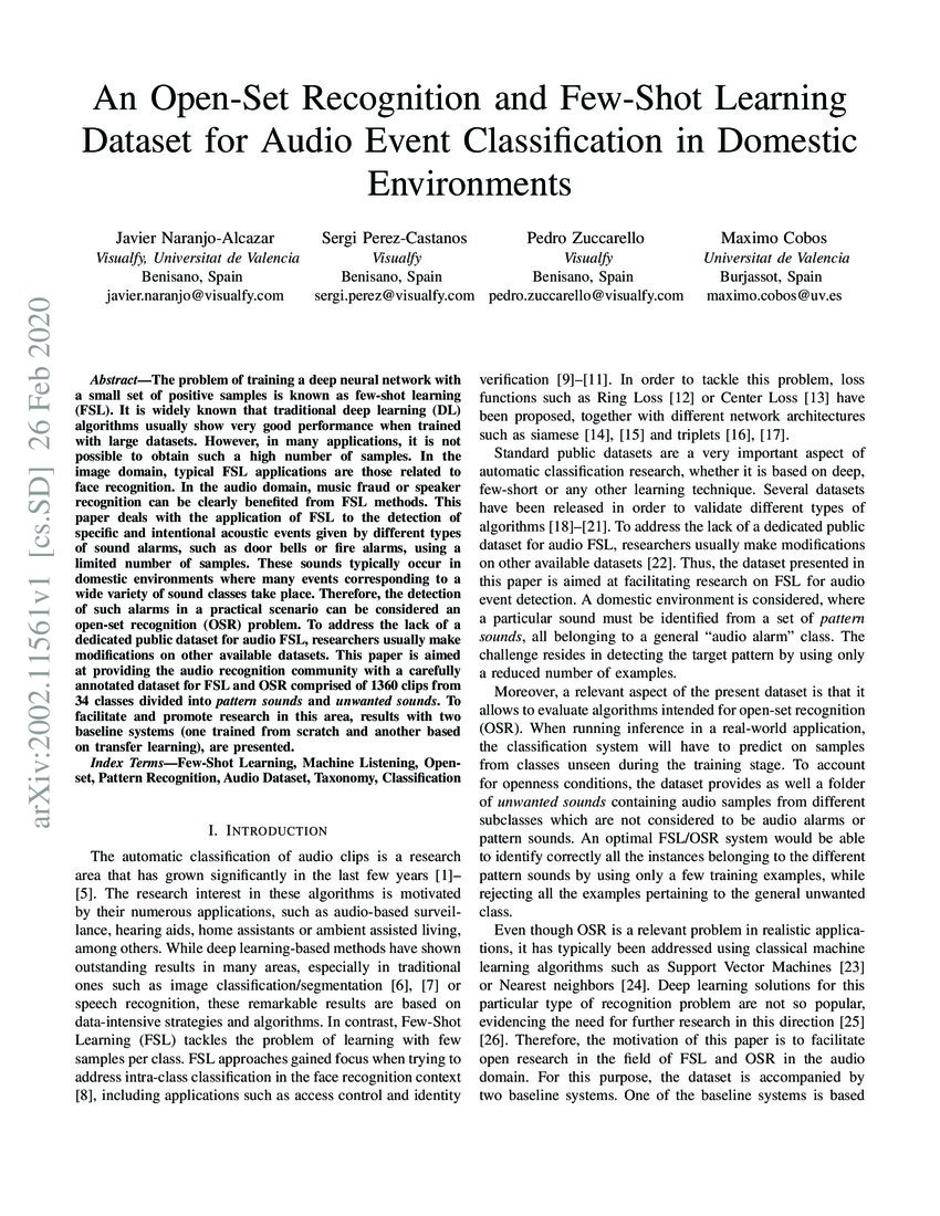 An Open-set Recognition and Few-Shot Learning Dataset for Audio Event Classification in Domestic ...