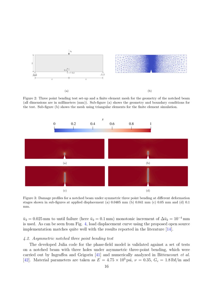 An Open Source Implementation Of A Phase Field Model For Brittle Fracture Using Gridap In Julia