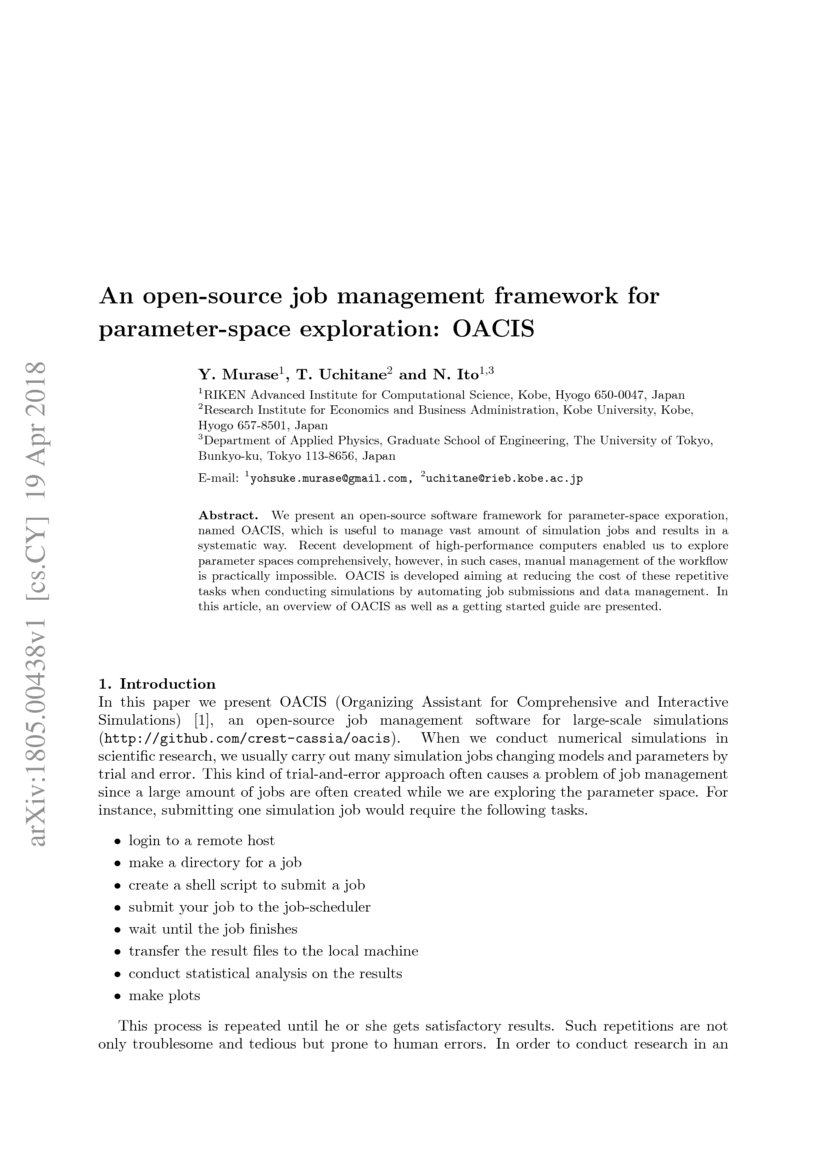 An open-source job management framework for parameter-space exploration ...