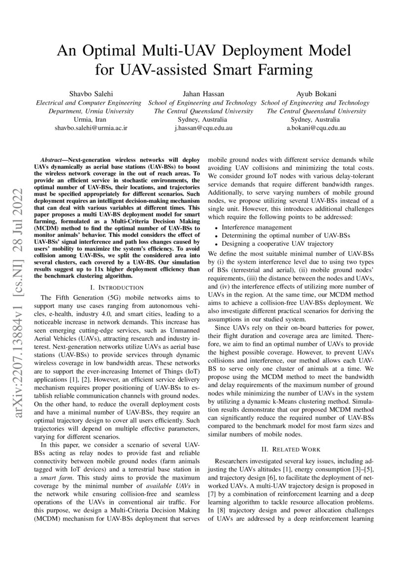 An Optimal Multi-UAV Deployment Model for UAV-assisted Smart Farming ... An Optimal Multi-UAV Deployment Model for UAV-assisted Smart Farming ...