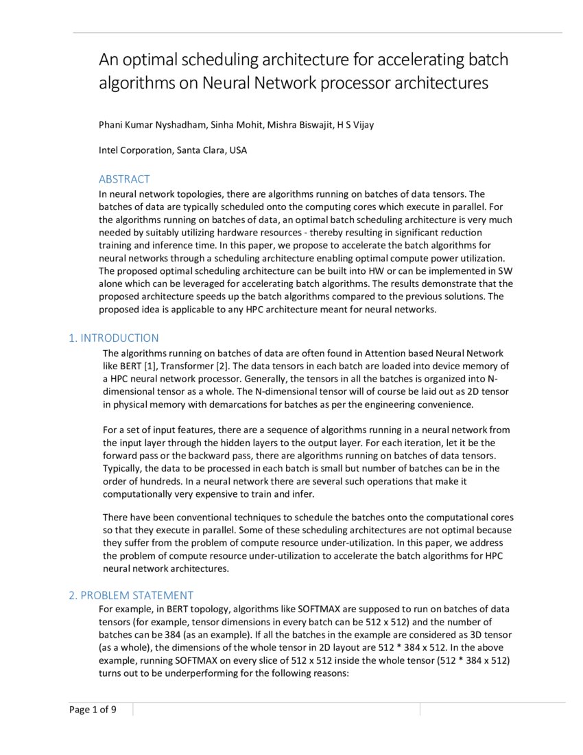 An Optimal Scheduling Architecture For Accelerating Batch Algorithms On Neural Network Processor 