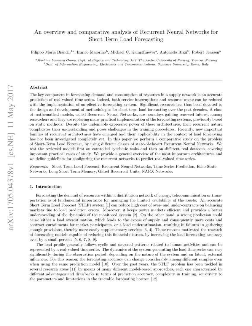 An overview and comparative analysis of Recurrent Neural Networks for Short Term Load ...