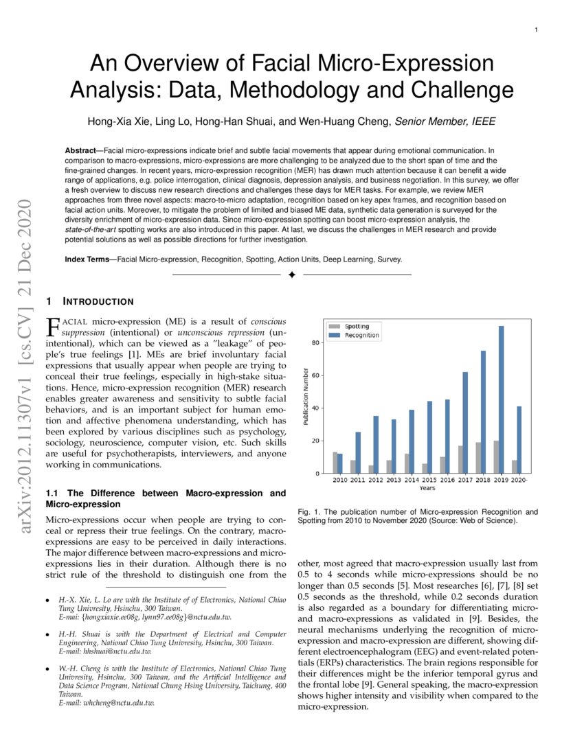 An Overview of Facial Micro-Expression Analysis: Data, Methodology and ...