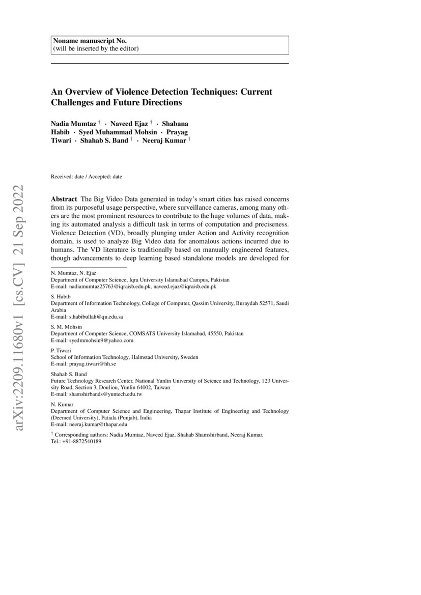 An Overview Of Violence Detection Techniques Current Challenges And