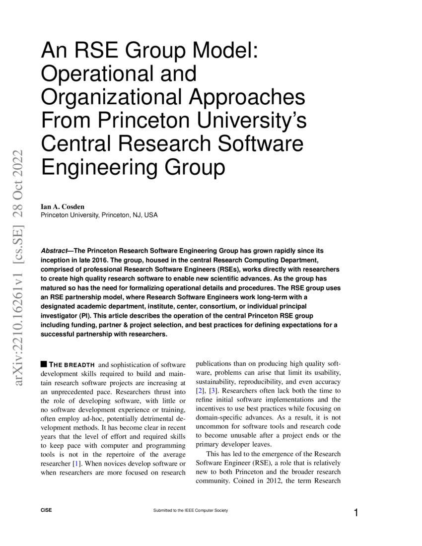 An RSE Group Model: Operational and Organizational Approaches From ...