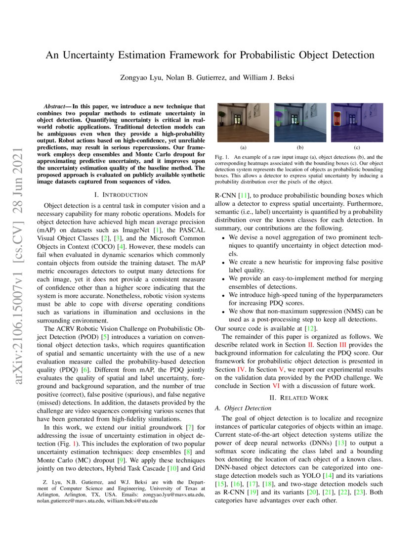 An Uncertainty Estimation Framework For Probabilistic Object Detection