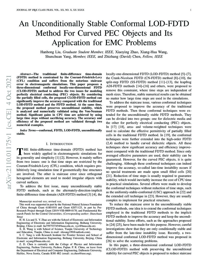 An Unconditionally Stable Conformal LOD-FDTD Method For Curved PEC Objects and Its Application ...