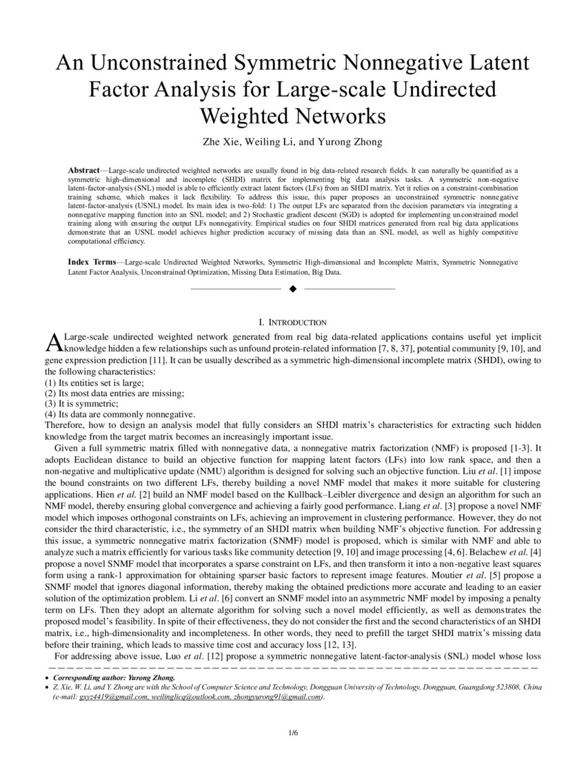 An Unconstrained Symmetric Nonnegative Latent Factor Analysis For Large Scale Undirected