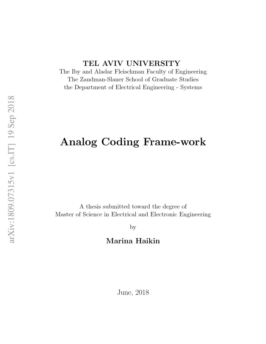 Analog Coding Frame-work | DeepAI