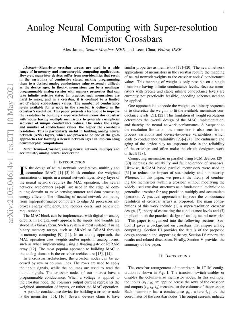 Analog Neural Computing with Super-resolution Memristor Crossbars | DeepAI
