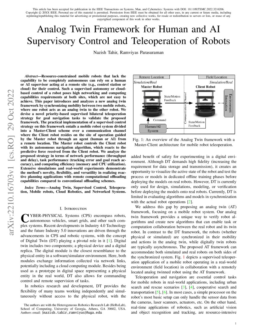 Analog Twin Framework for Human and AI Supervisory Control and ...