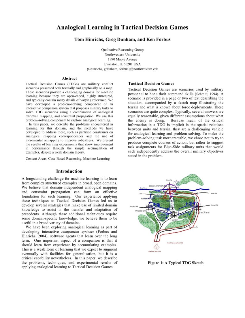 Analogical Learning in Tactical Decision Games | DeepAI