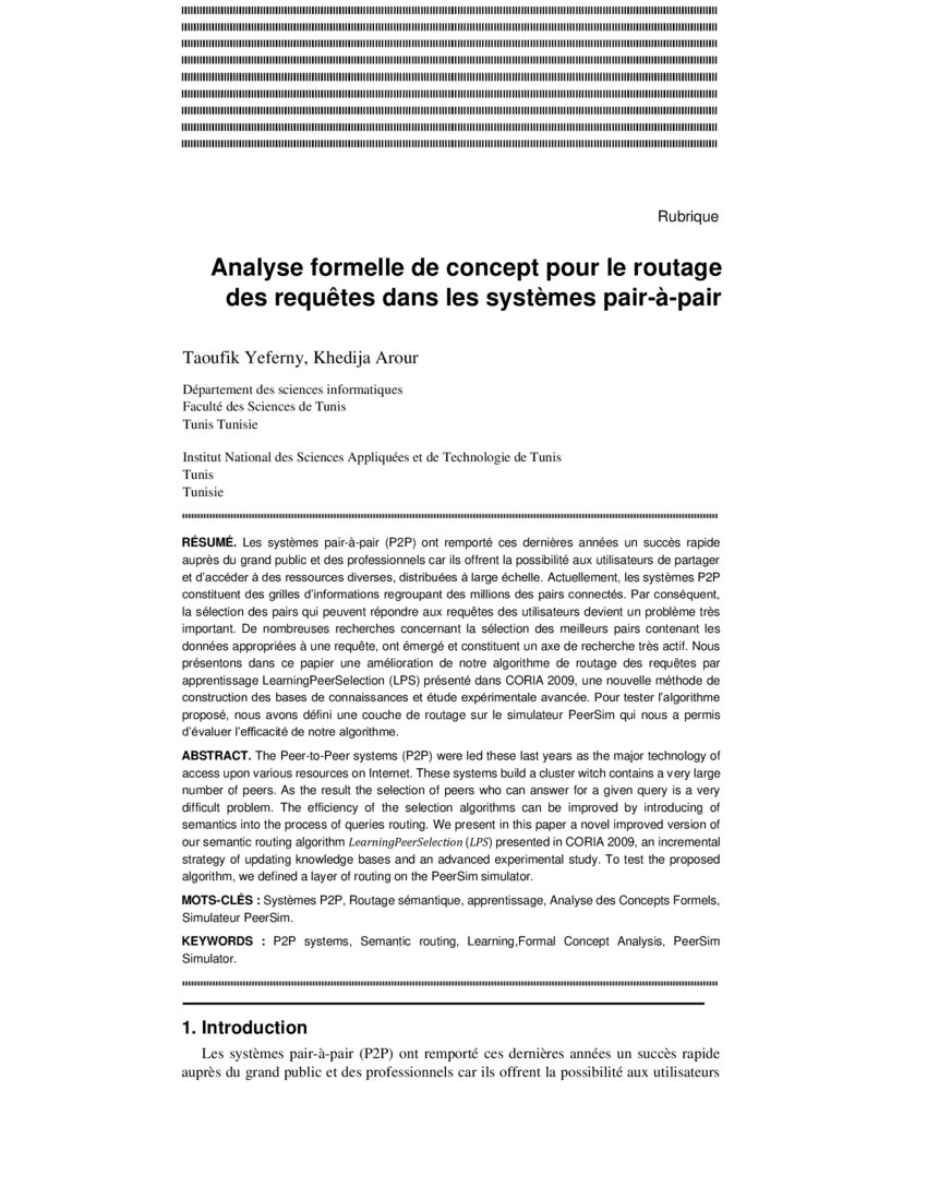 Analyse formelle de concept pour le routage des requêtes dans les ...