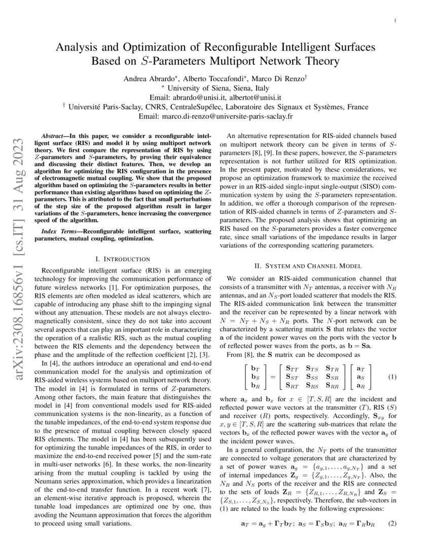 Analysis And Optimization Of Reconfigurable Intelligent Surfaces Based