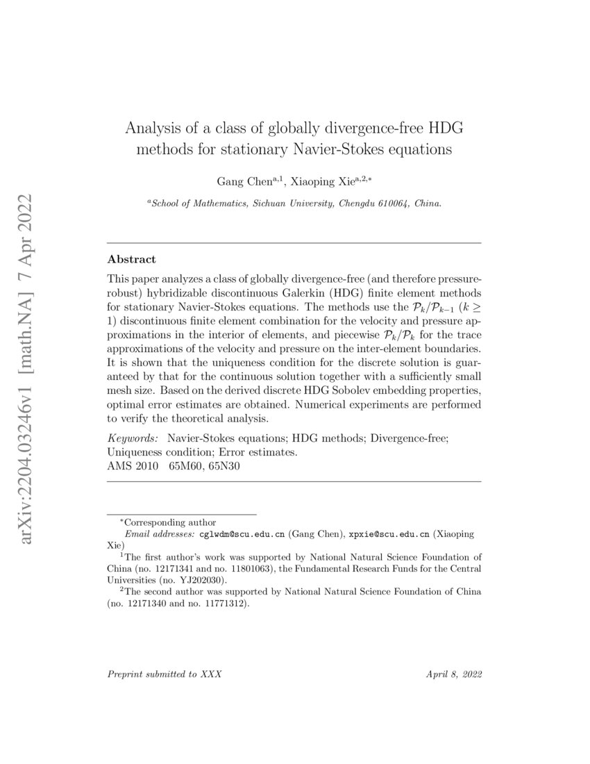 Analysis Of A Class Of Globally Divergence Free Hdg Methods For Stationary Navier Stokes