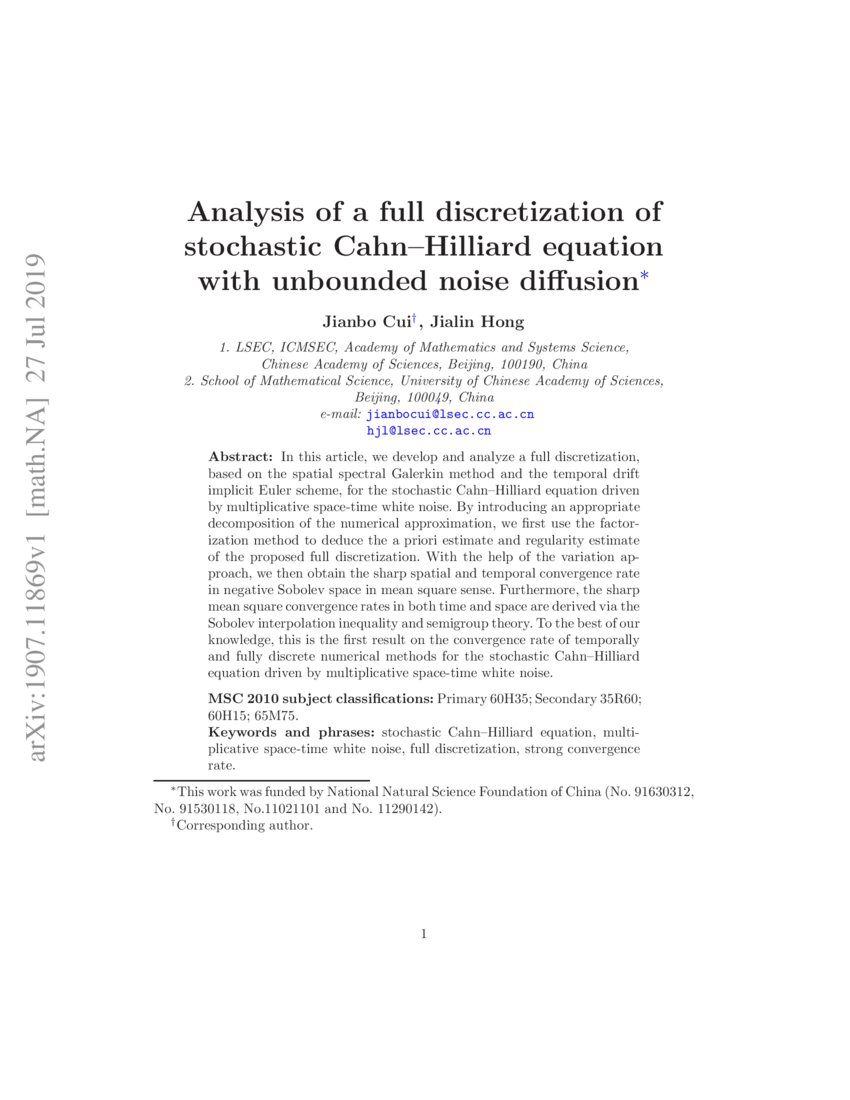 Analysis Of A Full Discretization Of Stochastic Cahn Hilliard Equation