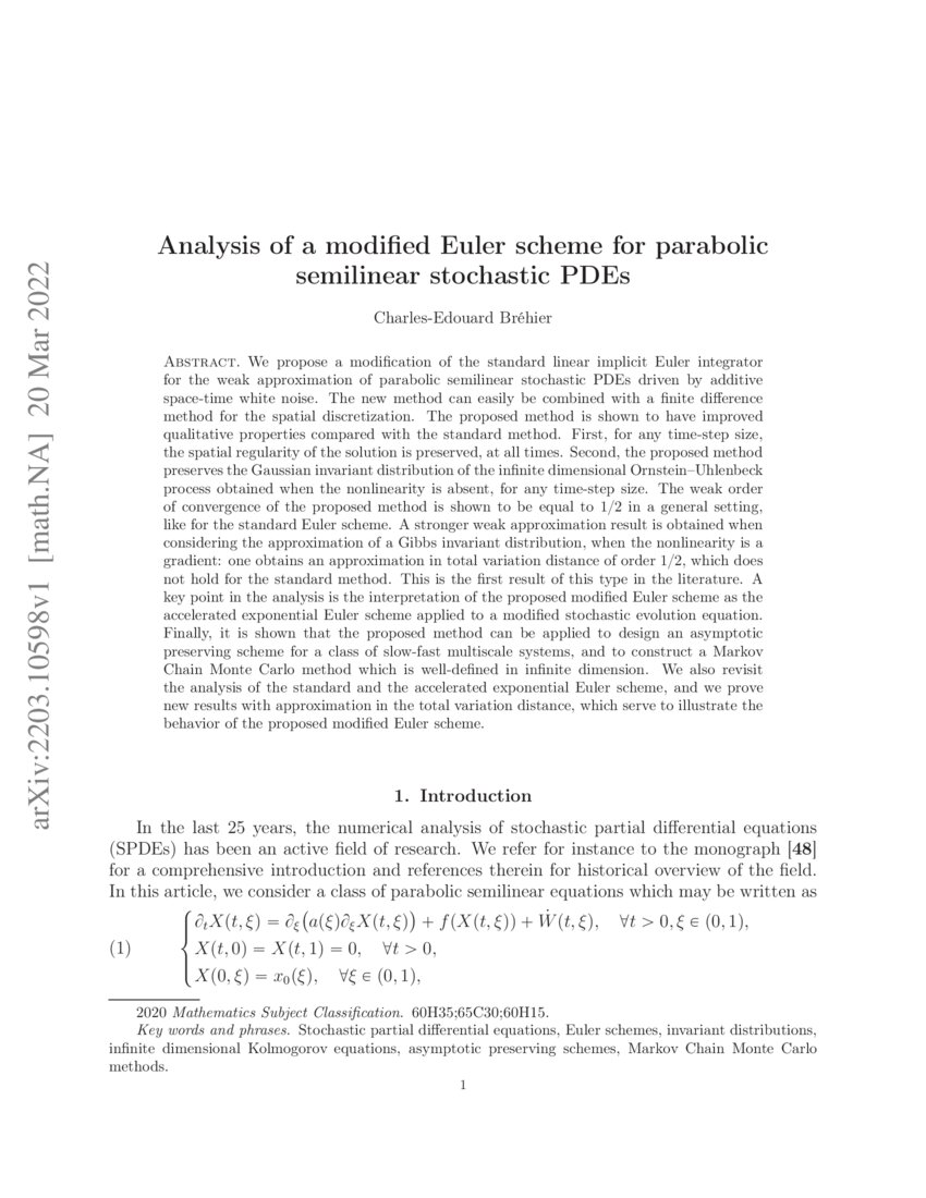 Analysis Of A Modified Euler Scheme For Parabolic Semilinear Stochastic Pdes Deepai