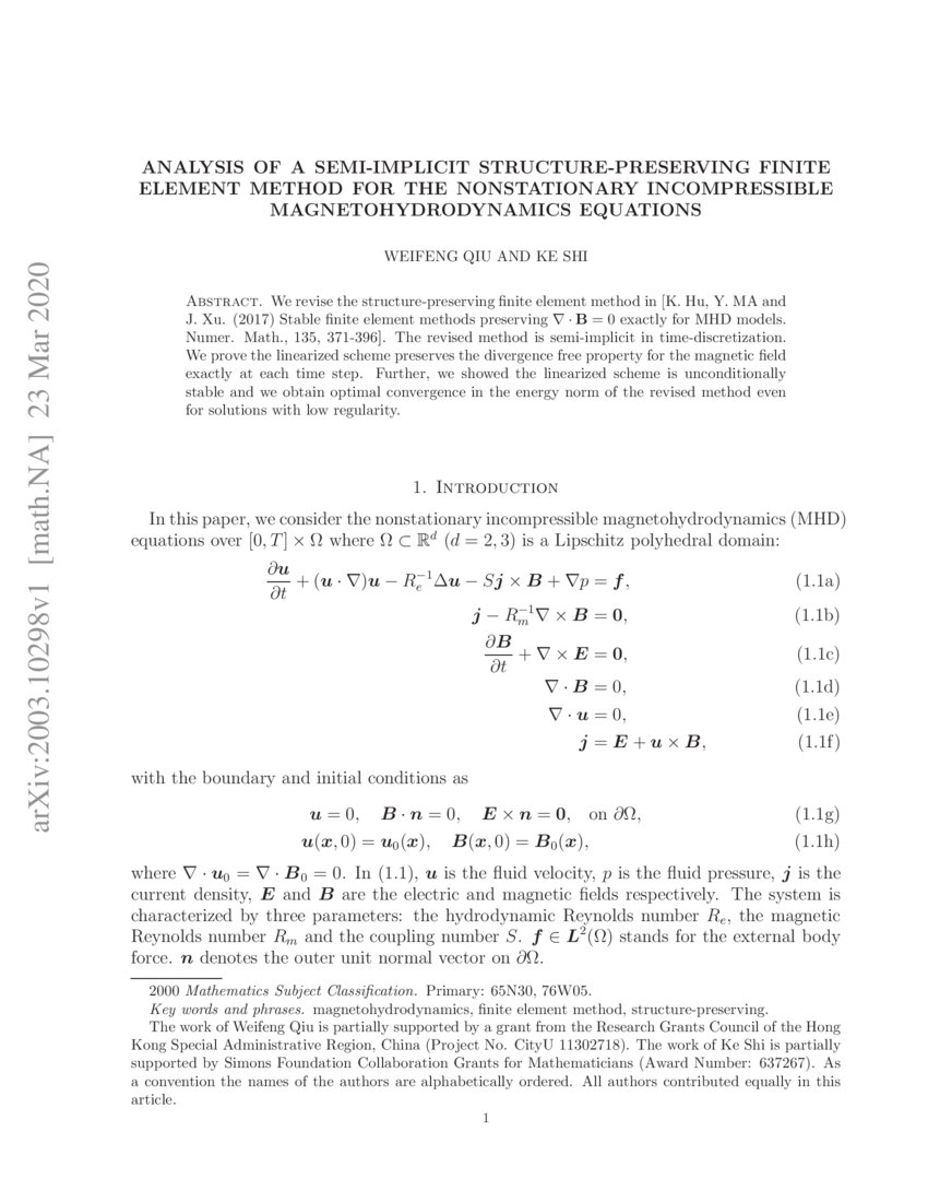 Analysis Of A Semi Implicit Structure Preserving Finite Element Method For The Nonstationary