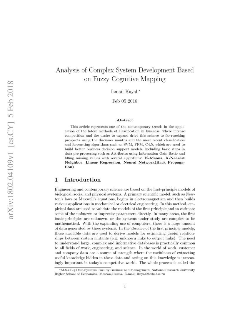 Analysis of Complex System Development Based on Fuzzy Cognitive Mapping ...