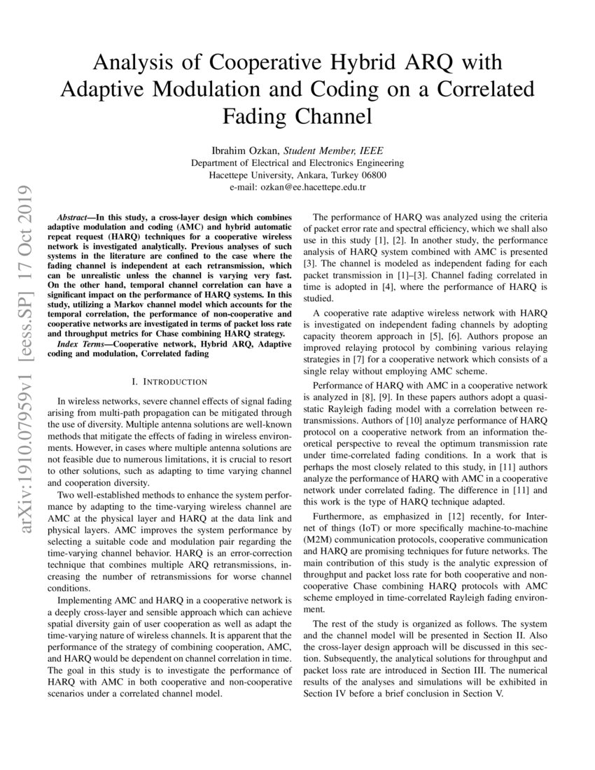Analysis Of Cooperative Hybrid Arq With Adaptive Modulation And Coding