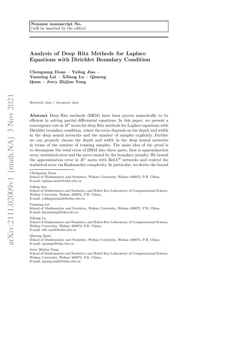 Analysis of Deep Ritz Methods for Laplace Equations with Dirichlet Boundary Conditions | DeepAI