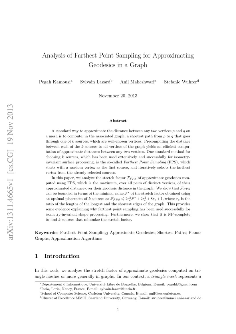 Analysis of Farthest Point Sampling for Approximating Geodesics in a ...