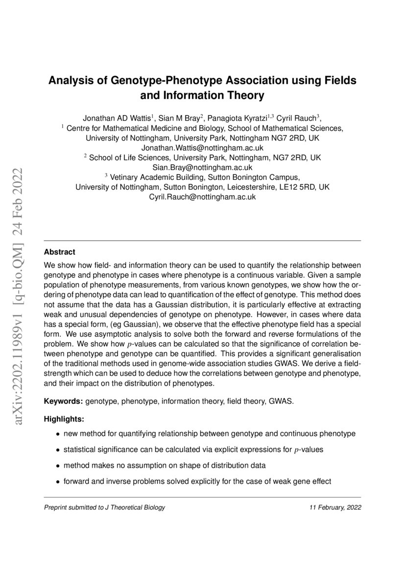 Analysis of Genotype-Phenotype Association using Fields and Information ...