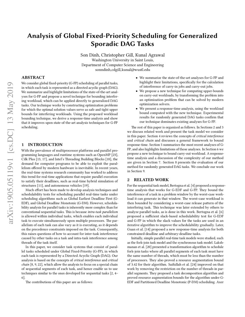 Analysis Of Global Fixed Priority Scheduling For Generalized Sporadic Dag Tasks Deepai