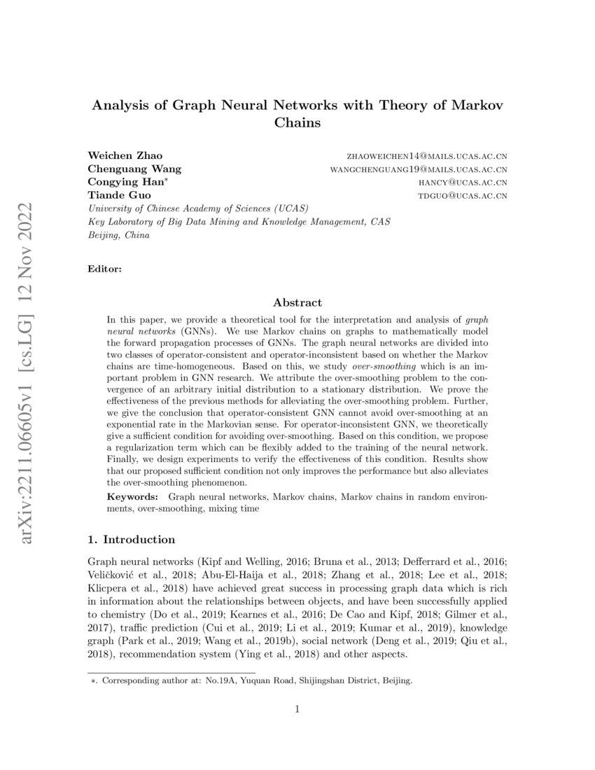 Analysis Of Graph Neural Networks With Theory Of Markov Chains Deepai 3707