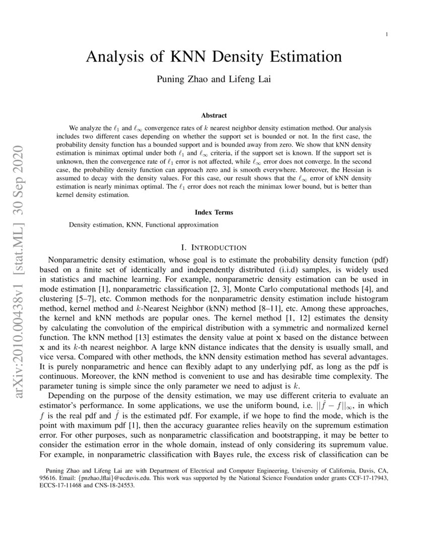 Analysis of KNN Density Estimation | DeepAI