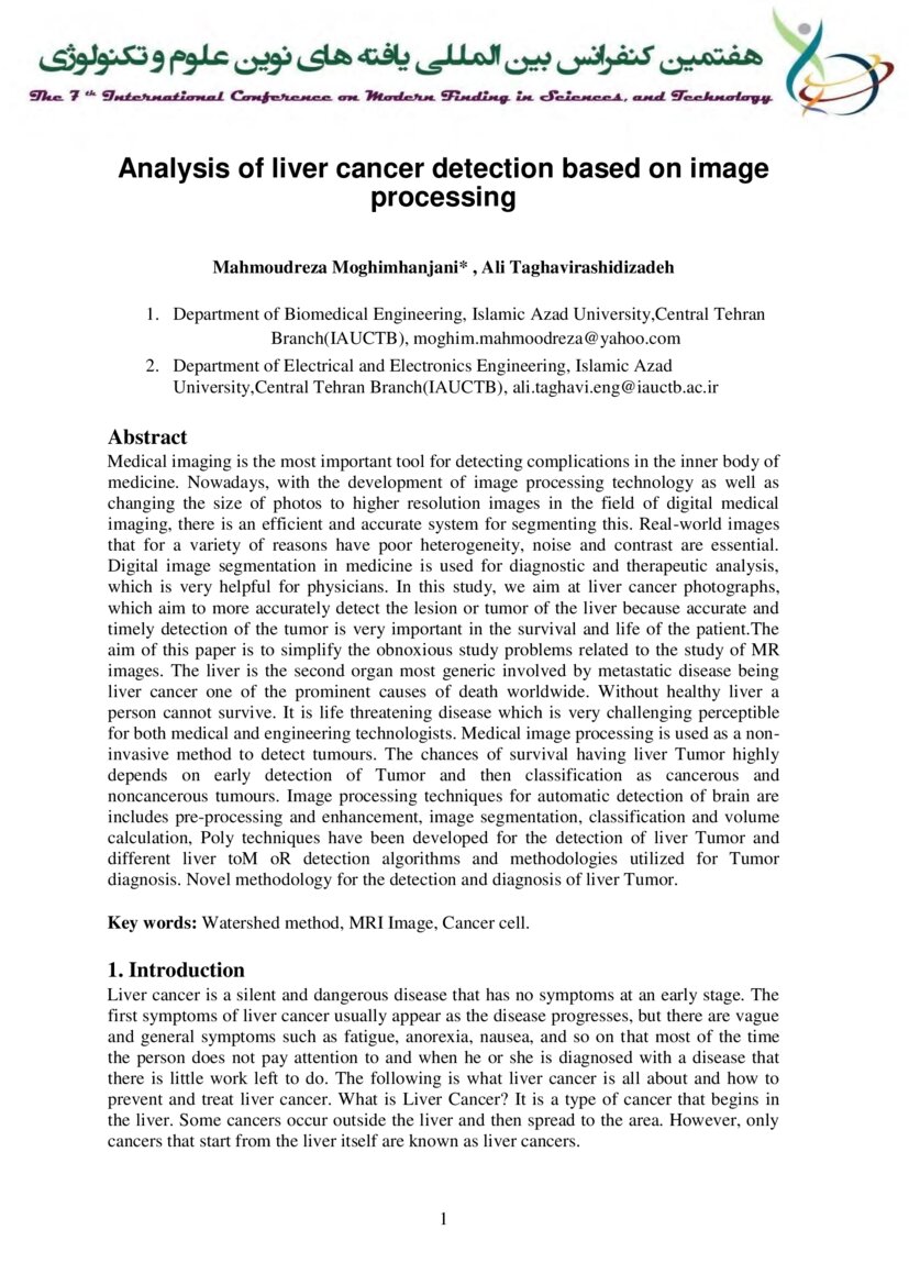 Analysis Of Liver Cancer Detection Based On Image Processing Deepai