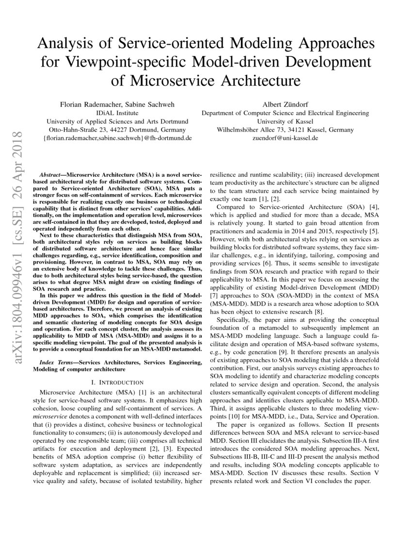 Analysis Of Service Oriented Modeling Approaches For Viewpoint Specific Model Driven Development