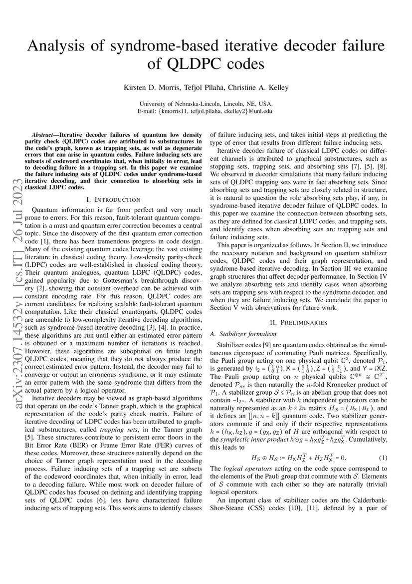 Analysis of syndrome-based iterative decoder failure of QLDPC codes ...