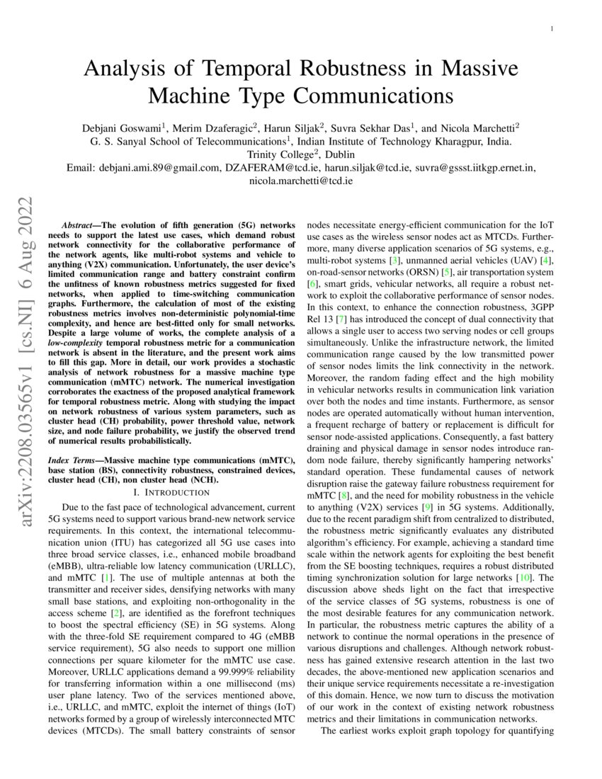 Analysis Of Temporal Robustness In Massive Machine Type Communications Deepai