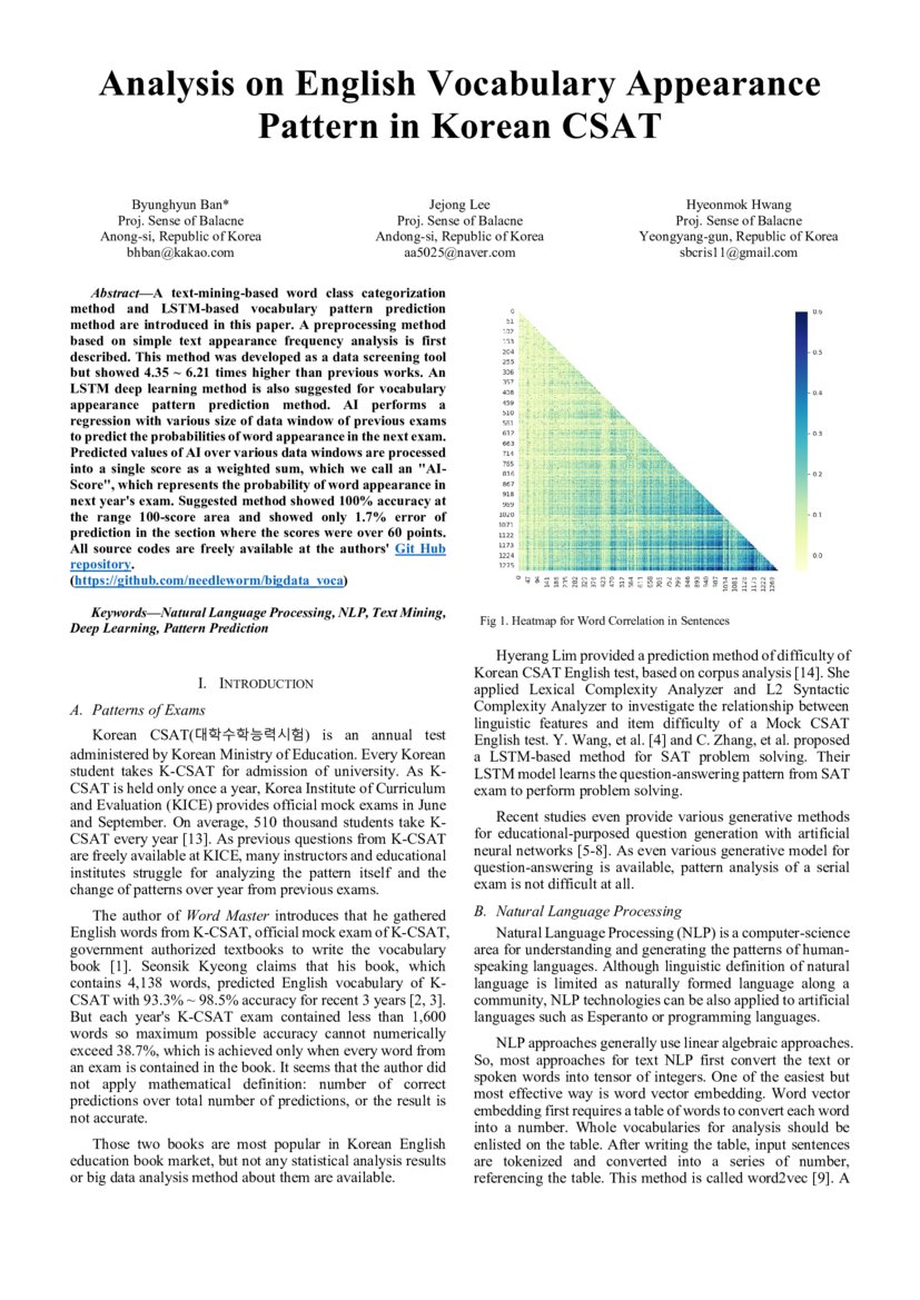Analysis on English Vocabulary Appearance Pattern in Korean CSAT | DeepAI