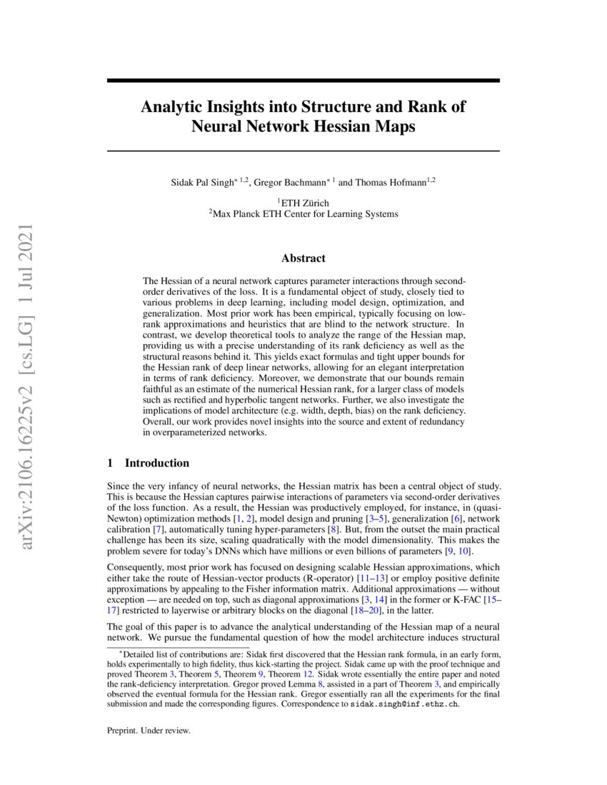 Analytic Insights Into Structure And Rank Of Neural Network Hessian Maps Deepai