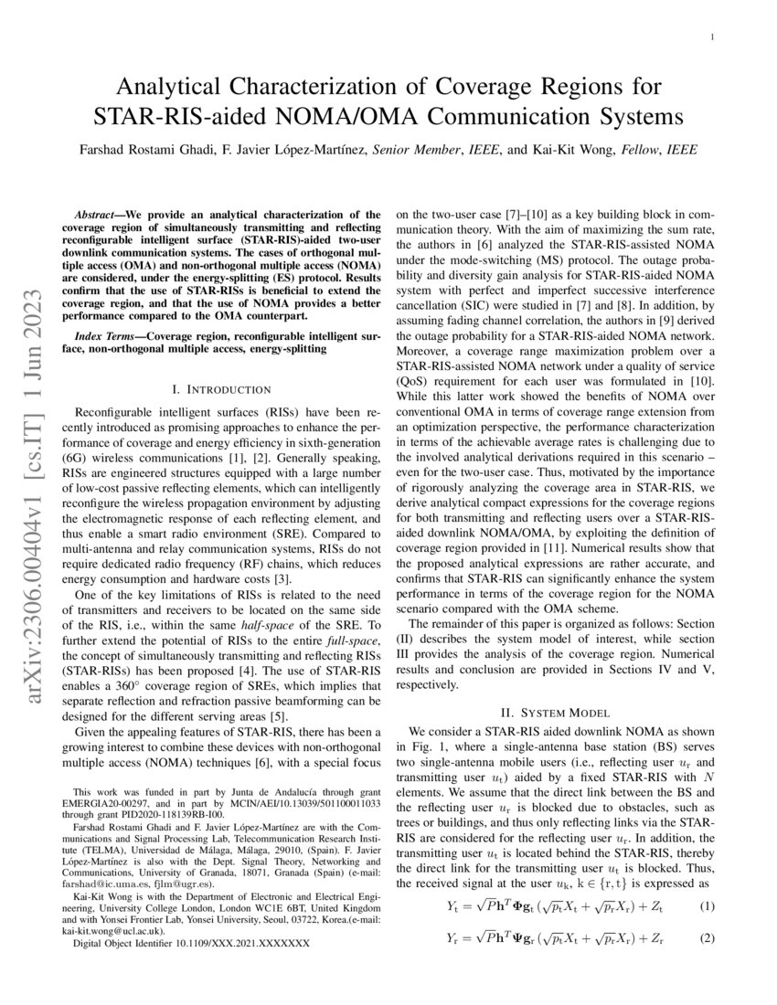 Analytical Characterization of Coverage Regions for STAR-RIS-aided NOMA ...